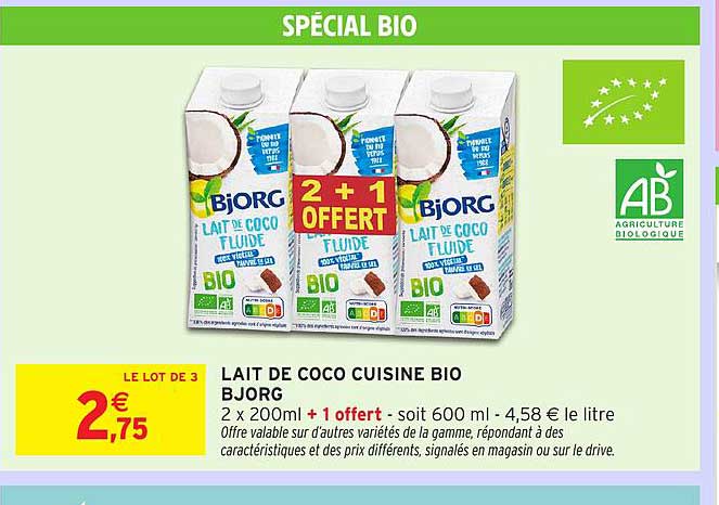 Promo Lait De Coco Cuisine Bio Bjorg chez Intermarché Hyper ...