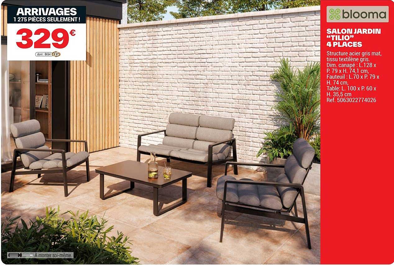 Promo Salon Jardin “Tilio” 4 Places chez Brico Dépôt - 123Catalogue.fr