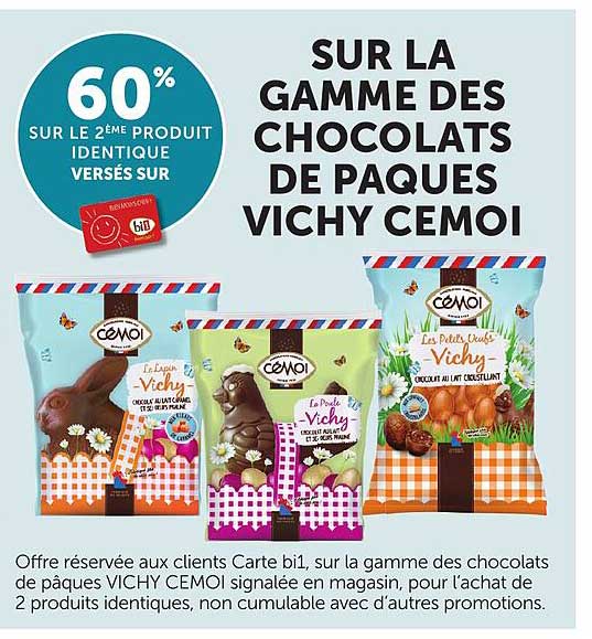 Promo Sur La Gamme Des Chocolats De Paques Vichy Cemoi chez Bi1 ...