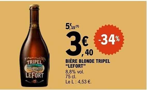 Promo Bière Blonde Tripel "Lefort" chez E.Leclerc - 123Catalogue.fr