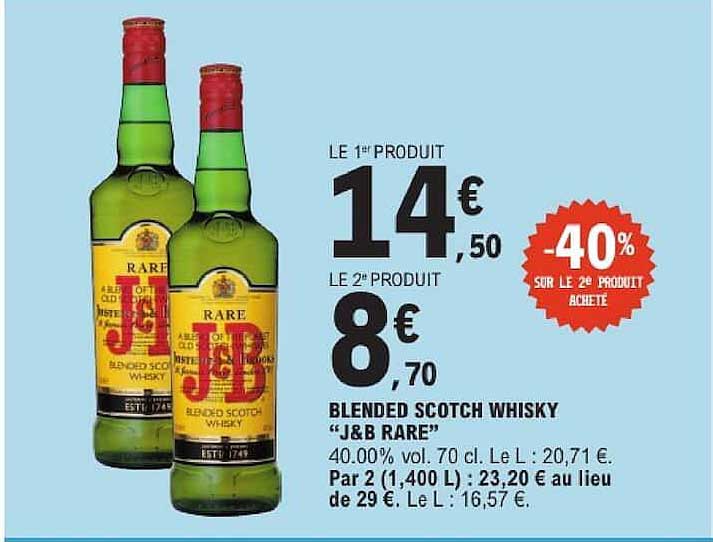 Promo Blended Scotch Whisky “J&B Rare” chez E.Leclerc - 123Catalogue.fr