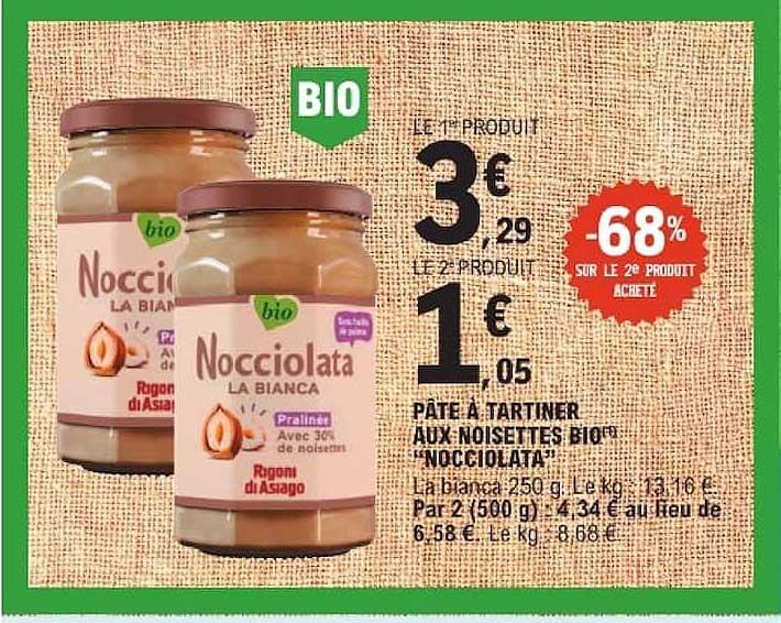 Promo Pâte À Tartiner Aux Noisettes “Eco+” chez E.Leclerc - 123Catalogue.fr