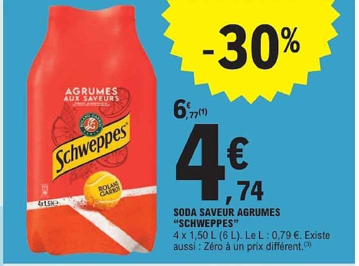 Promo Soda Saveur Agrumes “Schweppes” chez E.Leclerc - 123Catalogue.fr