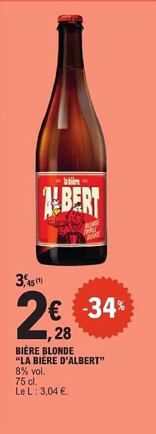 Promo Bière Blonde "La Bière D'albert" chez E.Leclerc - 123Catalogue.fr
