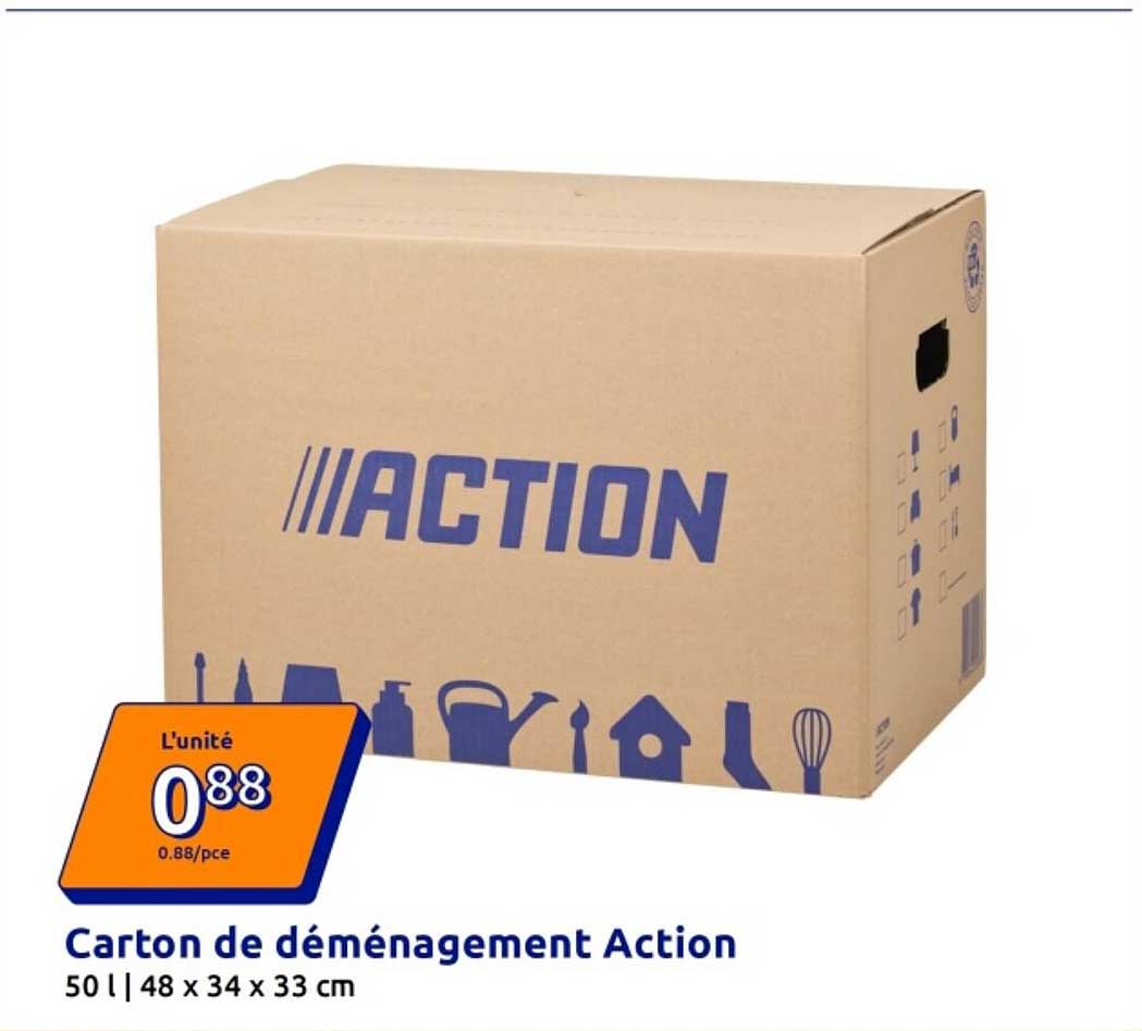 Promo Carton De Déménagement Action chez Action - 123Catalogue.fr