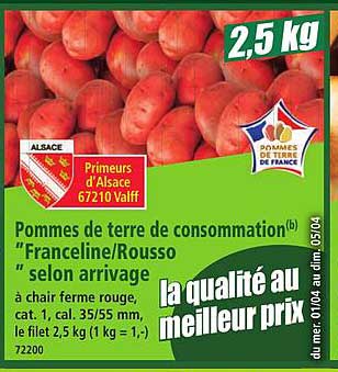 Promo Pommes De Terre De Consommation(B) "Franceline/Rousso" Selon ...