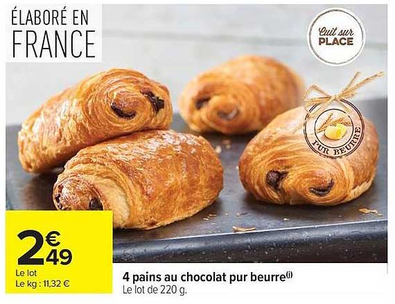 Promo Pain Au Chocolat Pur Beurre X6 chez Intermarché - 123Catalogue.fr