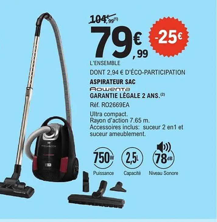 Promo Aspirateur Traineau Avec Sac Rowenta Ro3955Ea chez Auchan ...
