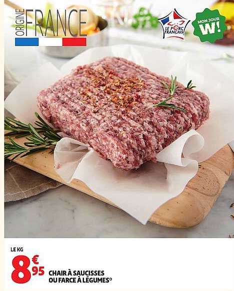 Promo Chair À Saucisses Ou Farcé À Légumes* chez Auchan - 123Catalogue.fr