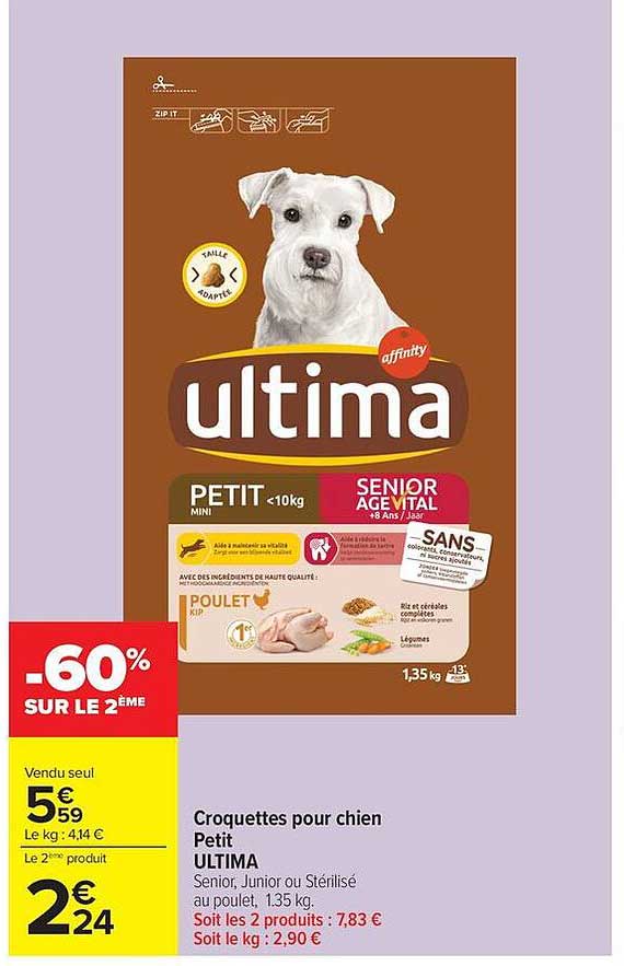 Promo Croquettes Pour Chien Sans Céréales Ultima Nature chez Carrefour ...