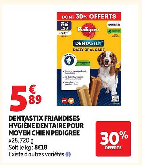 Promo Dentastix Friandises Hygiène Dentaire Pour Moyen Chien Pedigree ...