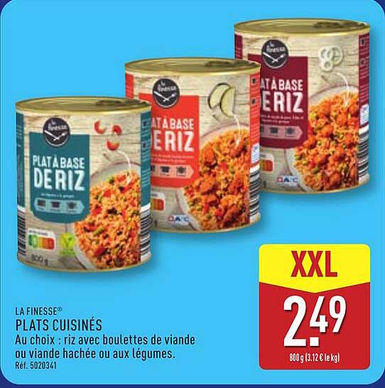 Promo La Finesse® Plats Cuisinés Au Choix : Riz Avec Boulettes De ...