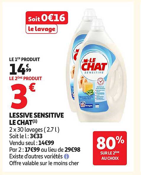 Promo Lessive Liquide Sensitive Le Chat(1) chez Auchan Supermarché ...