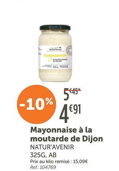 Promo Mayonnaise À La Moutarde De Dijon Natur'avenir 325G, Ab chez L ...