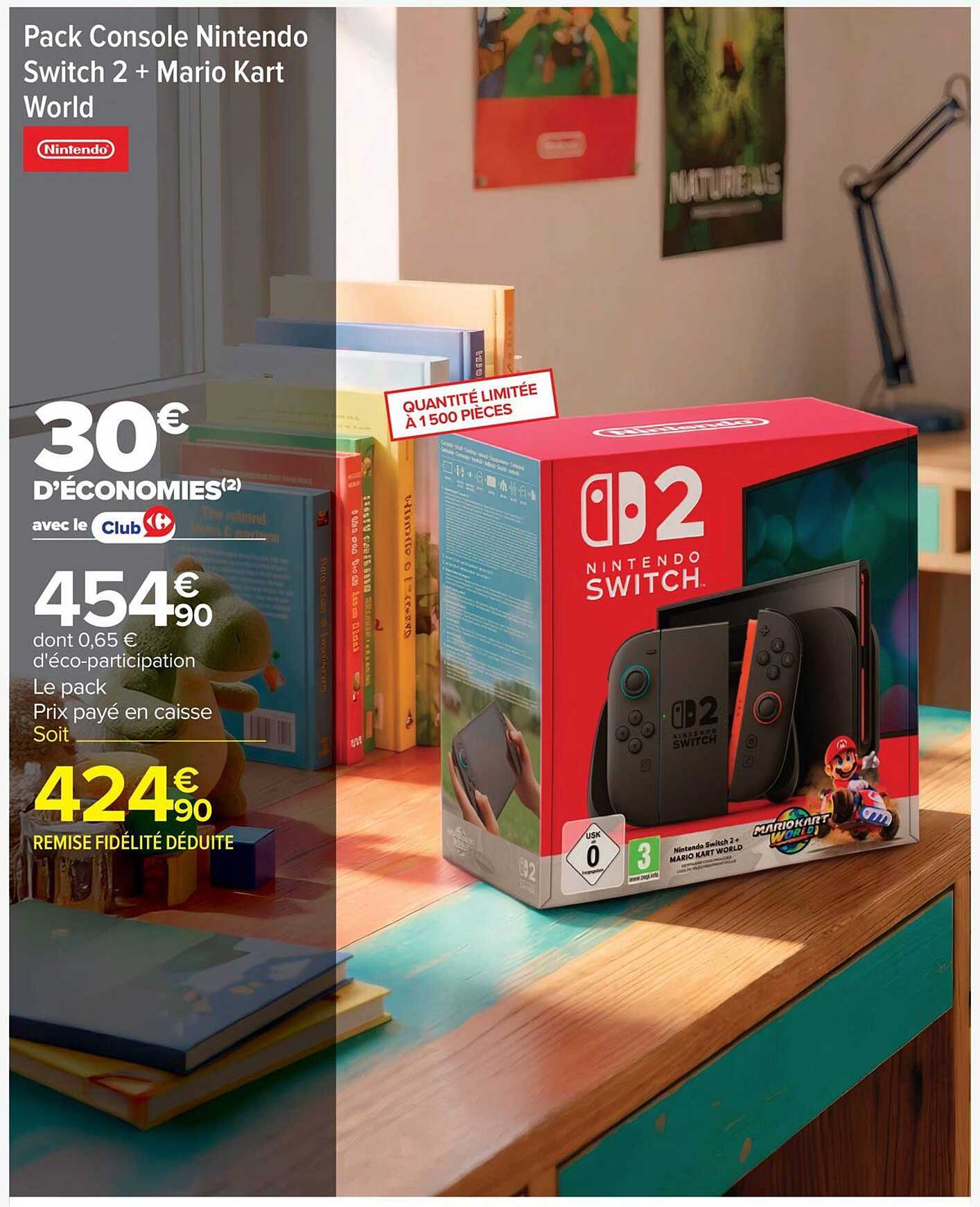 Promo Pack Console Nintendo Switch 2 + Mario Kart World chez Carrefour ...