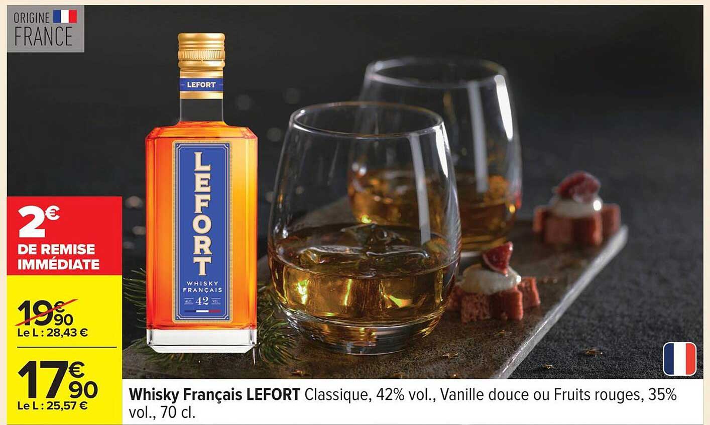 Promo Whisky Français Lefort Classique, 42% Vol., Vanille Douce Ou ...