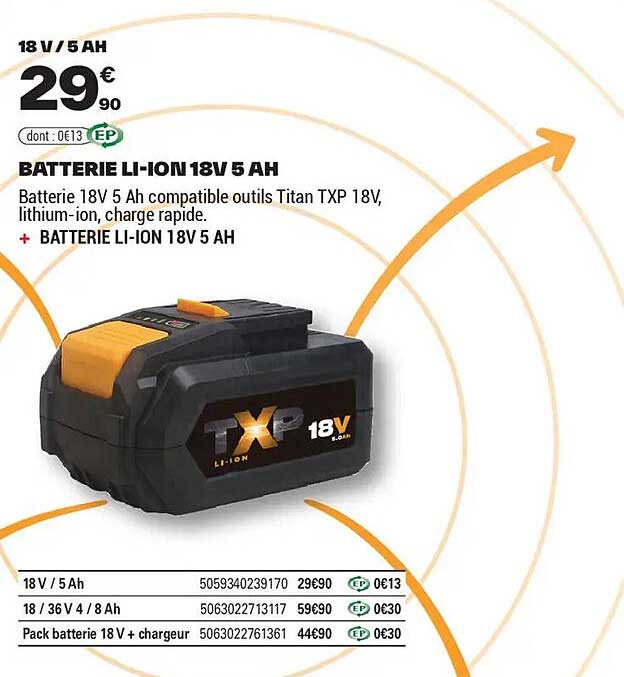 Promo Batterie Li-Ion 18 V 6 Ah chez Rural Master - 123Catalogue.fr