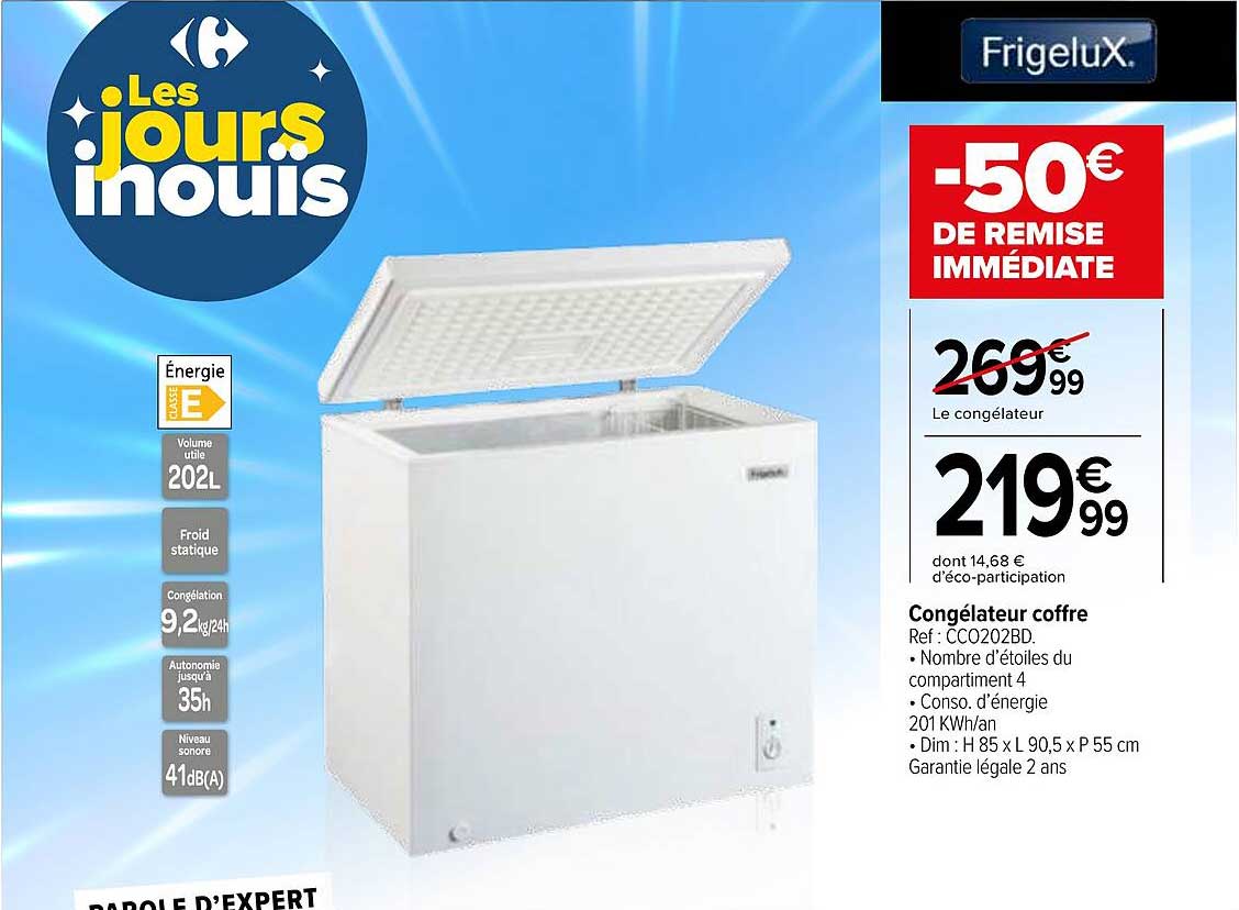 Promo Congélateur Coffre chez Carrefour - 123Catalogue.fr