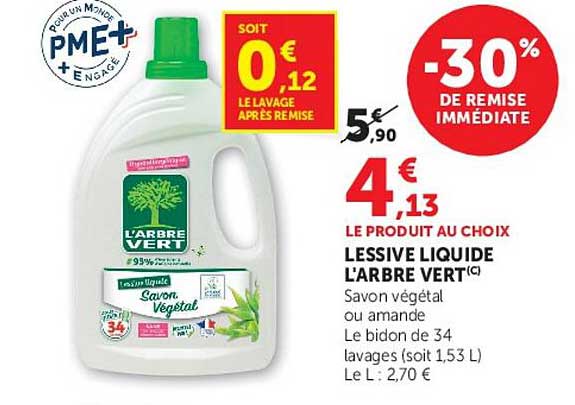 Promo Lessive** Liquide Alpine Ou Original Ariel 30 Lavages Le Bidon ...