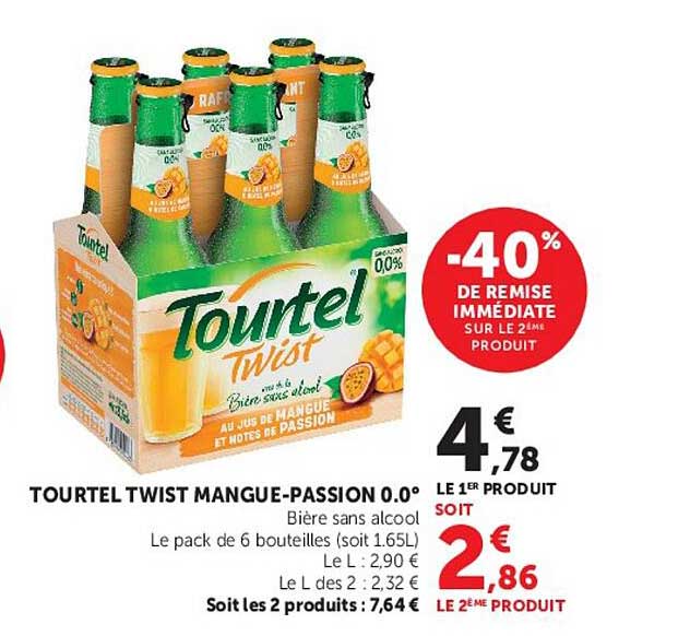 Promo Tourtel Twist Mangue-Passion 0.0° chez Super U - 123Catalogue.fr