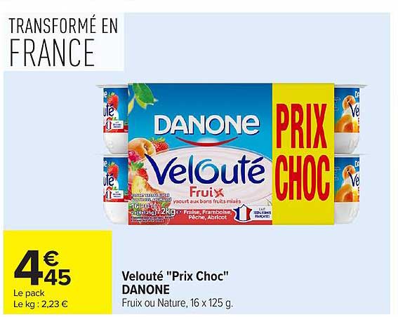Promo Yaourt Brasse Danone Prix Choc Veloute Fruit Ou Nature chez Super ...