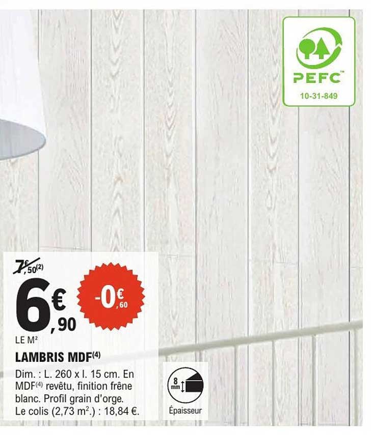 Promo Lambris Mdf chez E.Leclerc Brico - 123Catalogue.fr