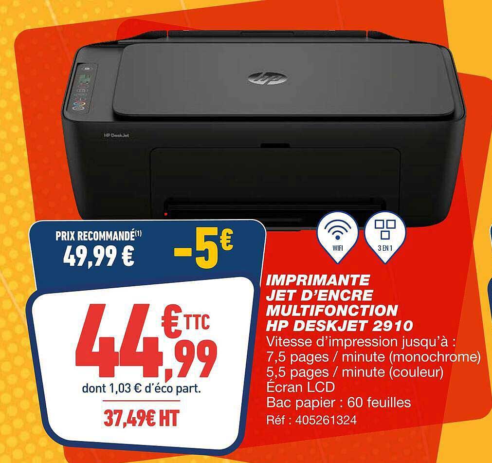 Promo Imprimante Jet D’encre Multifonction Hp Deskjet 2910 chez Bureau ...