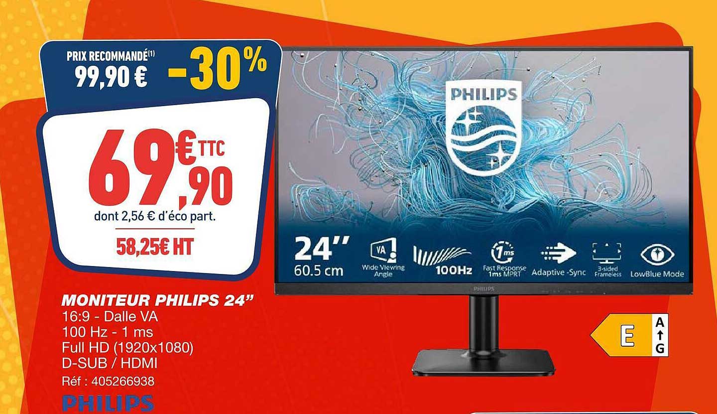 Promo Moniteur Philips 24” chez Bureau Vallée - 123Catalogue.fr